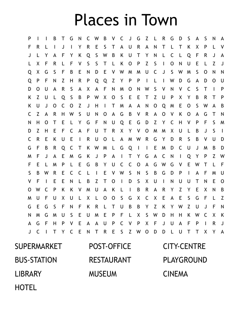 Places Word Scramble WordMint