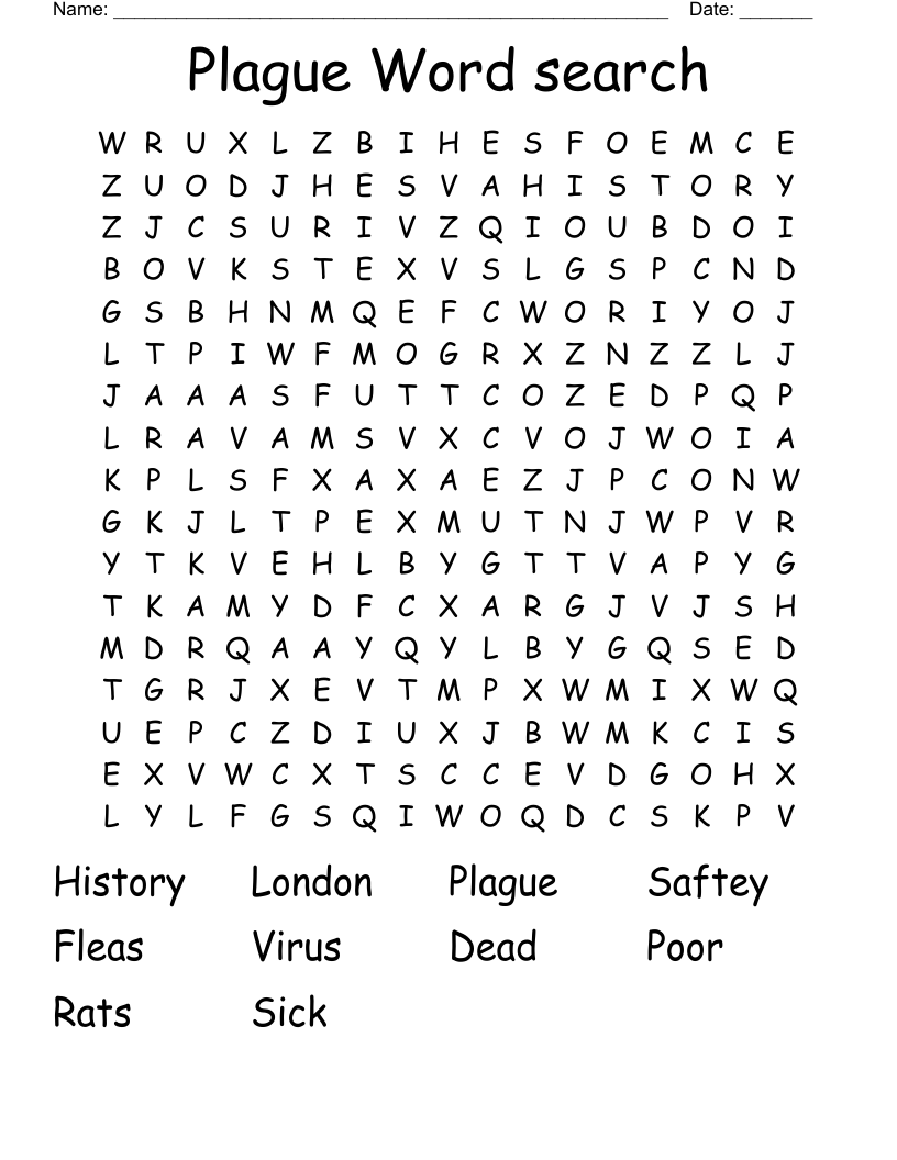 Plague Word search - WordMint