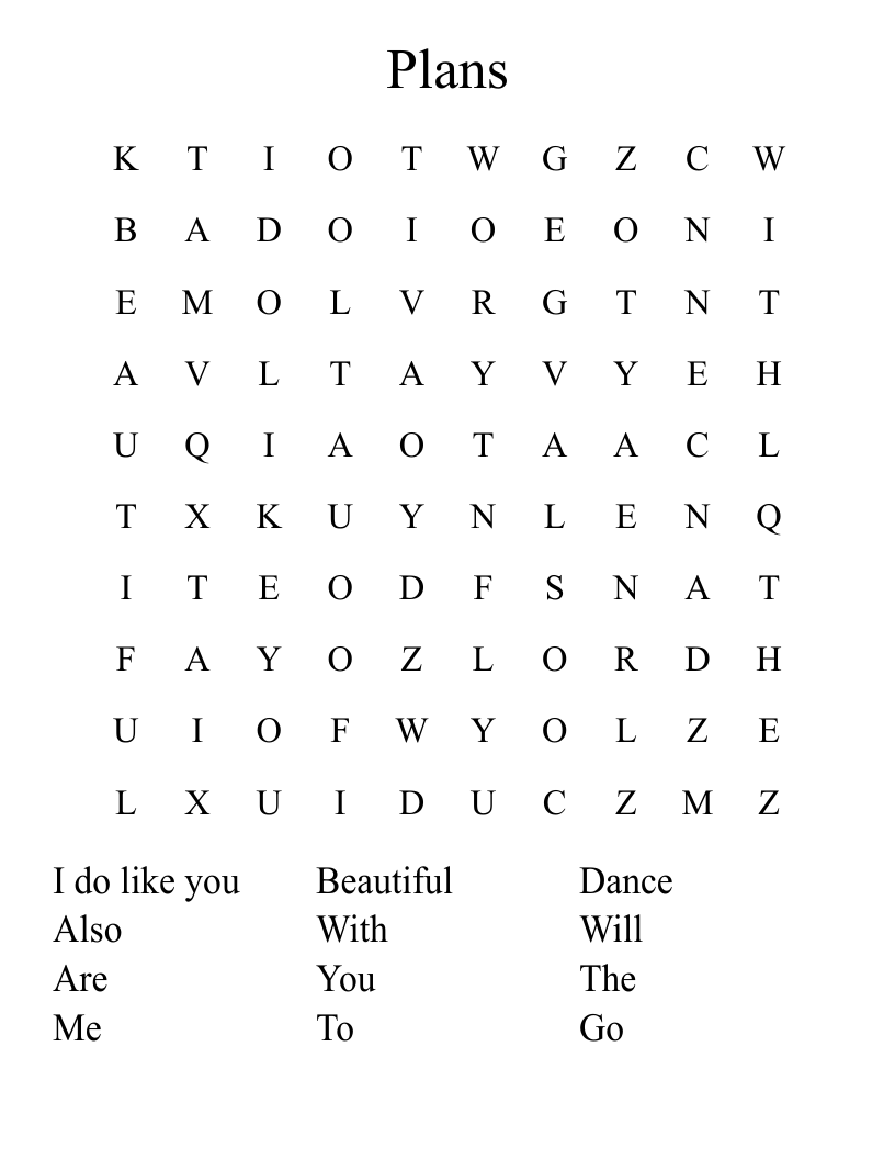 Plans Word Search - WordMint