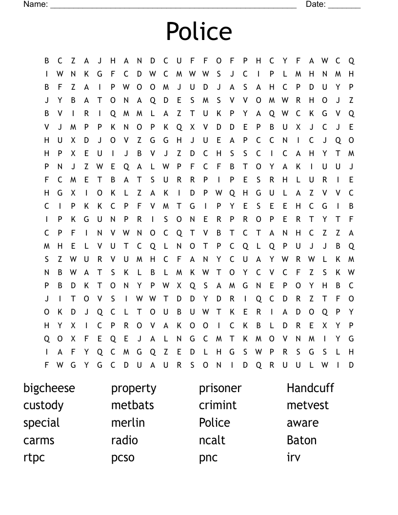 Police Word Search - WordMint