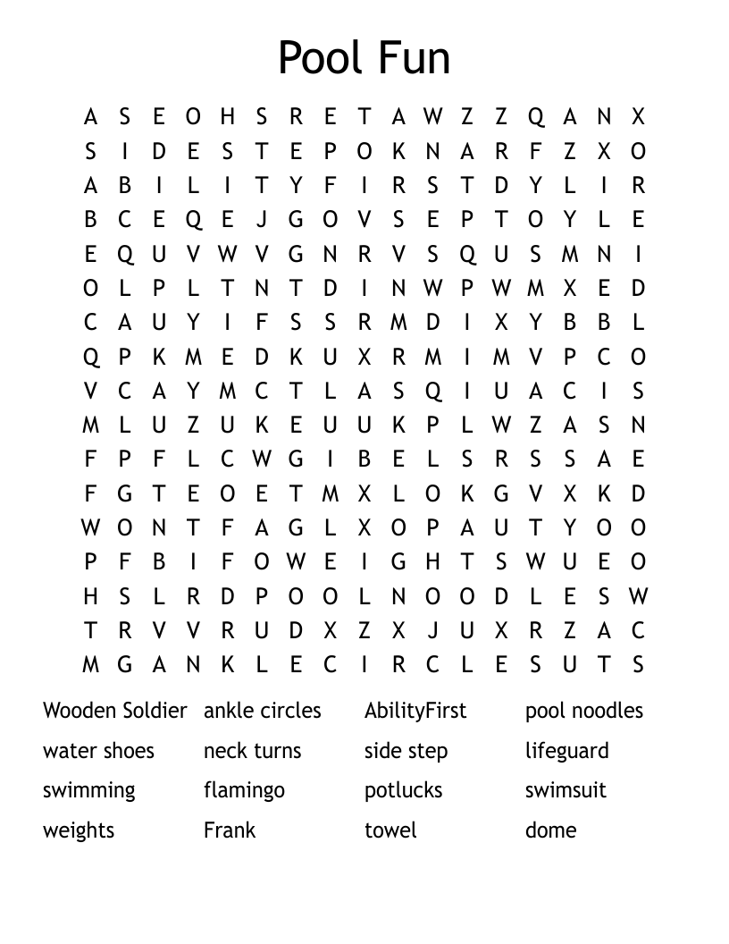 Pool Fun Word Search - WordMint