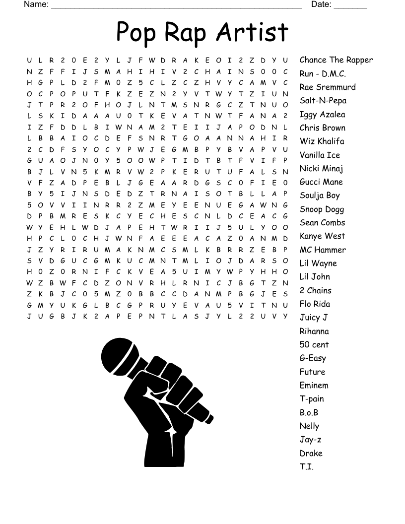 Music Artists We Love Word Search WordMint