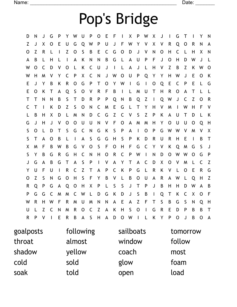 Pop's Bridge Word Search - WordMint