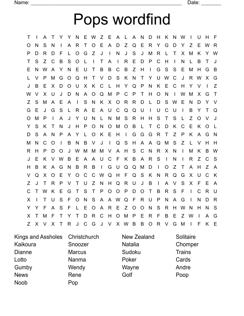 Pops wordfind Word Search - WordMint