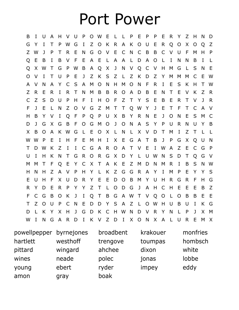 Port Power Word Search - WordMint