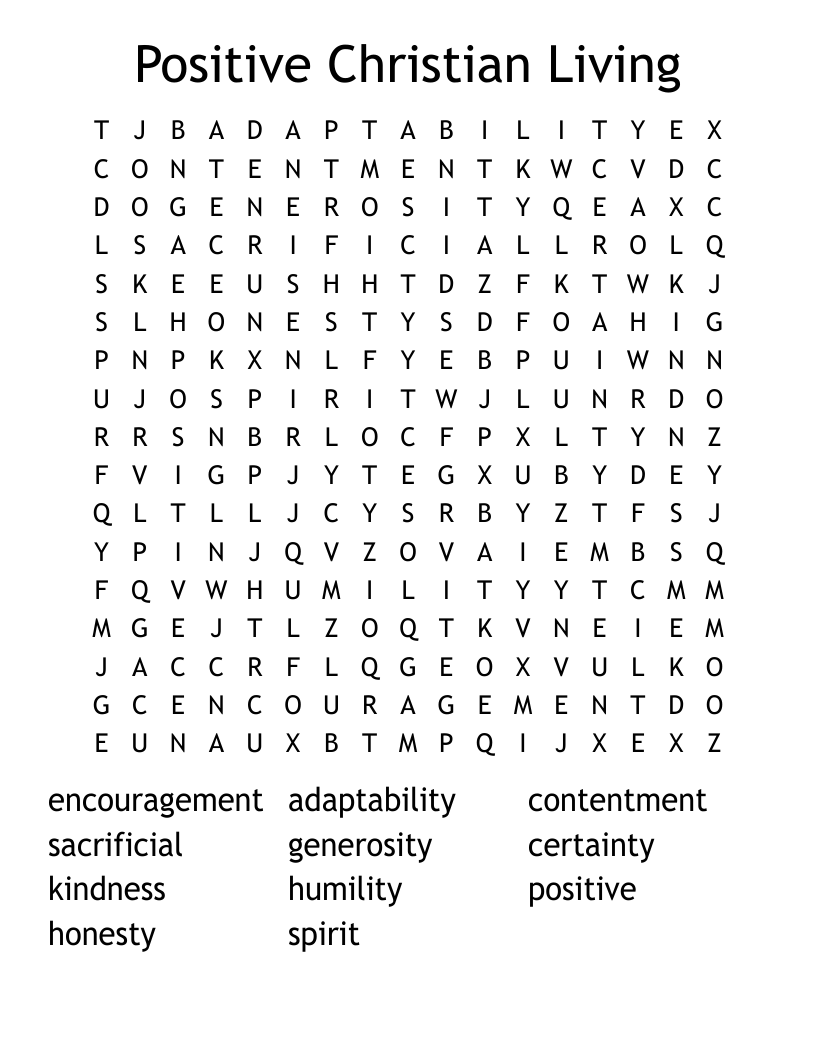Positive Christian Living Word Search - WordMint