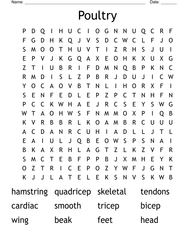 Poultry Word Search - WordMint