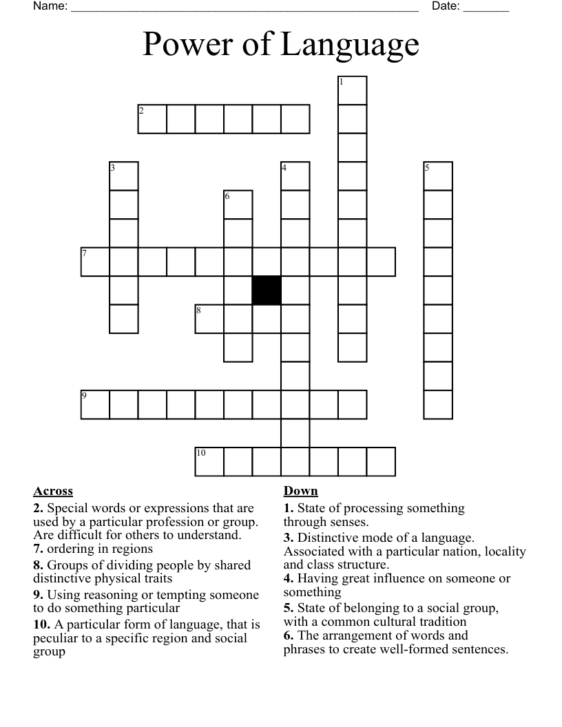 Power of Language Crossword - WordMint