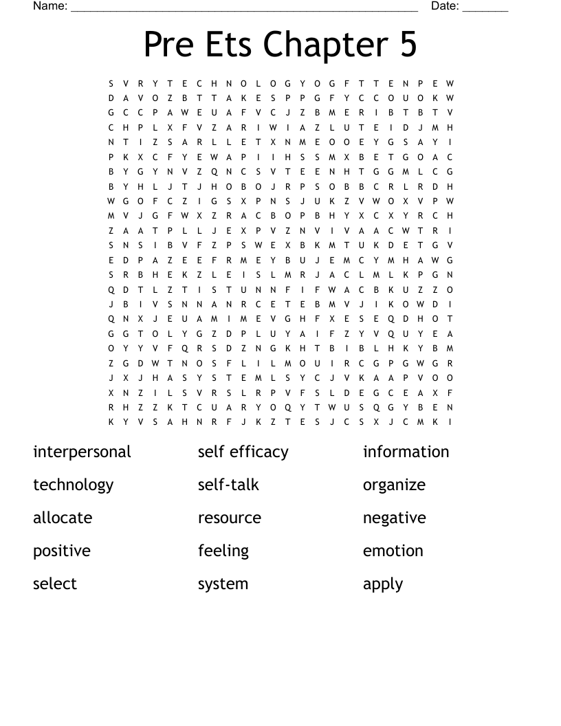 Pre Ets Chapter 5 Word Search - WordMint