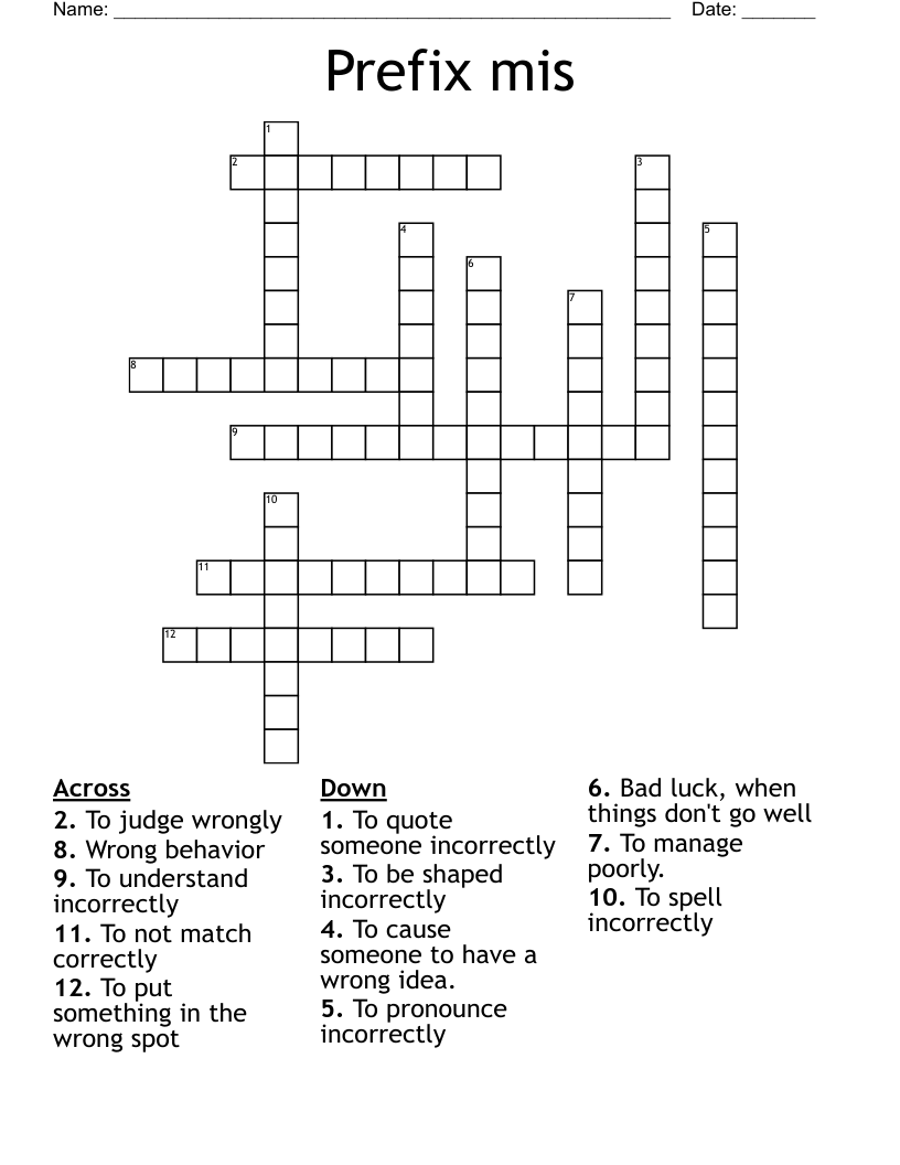 Prefix Mis Word Search WordMint