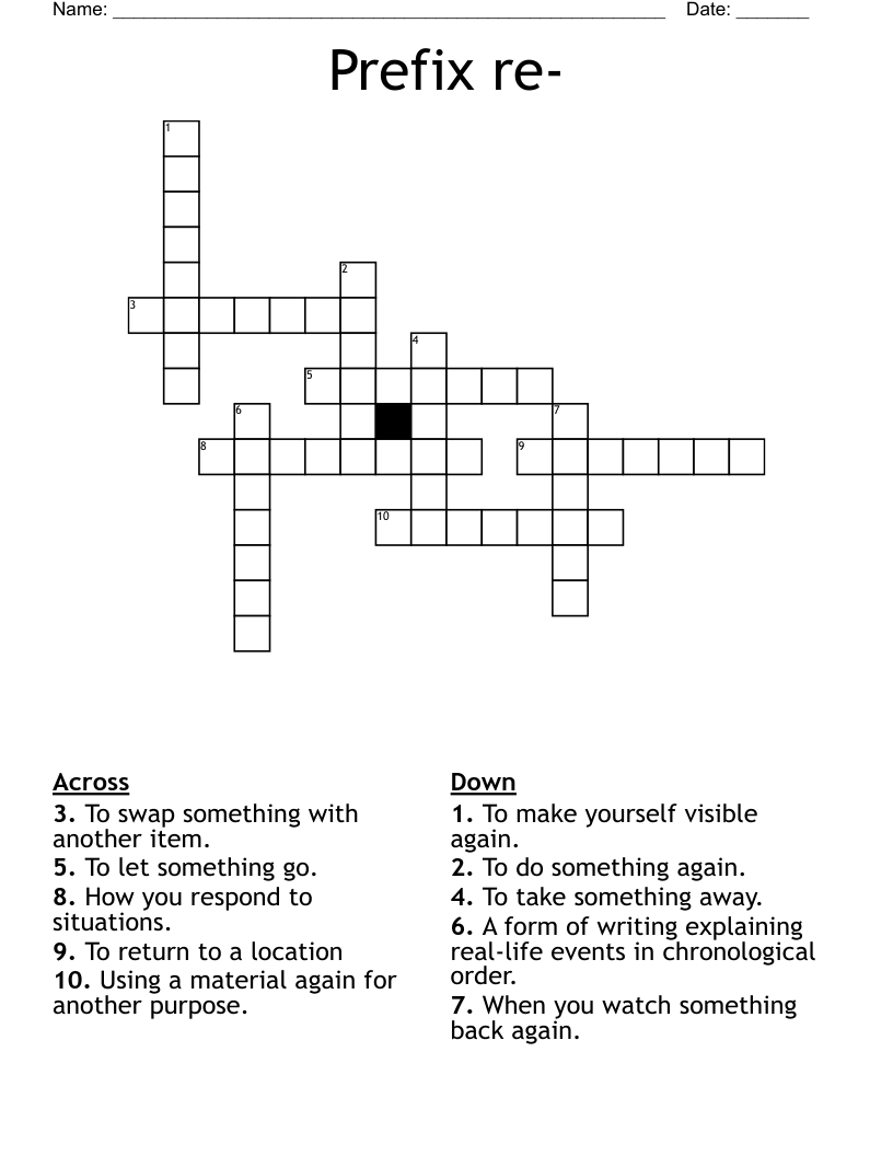 Prefix Re Crossword WordMint