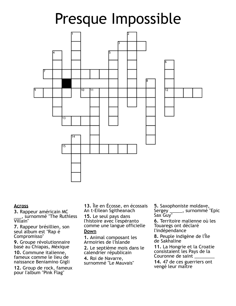 Presque Impossible Crossword - WordMint