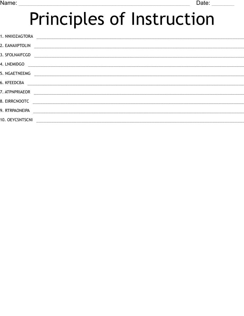 Principles of Instruction Word Scramble - WordMint