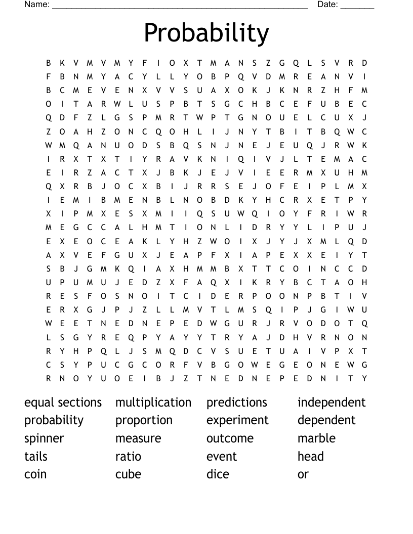 Probability Word Search - WordMint