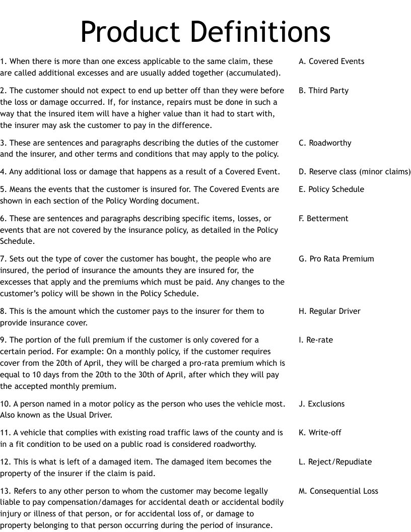 Product Definitions Worksheet - WordMint