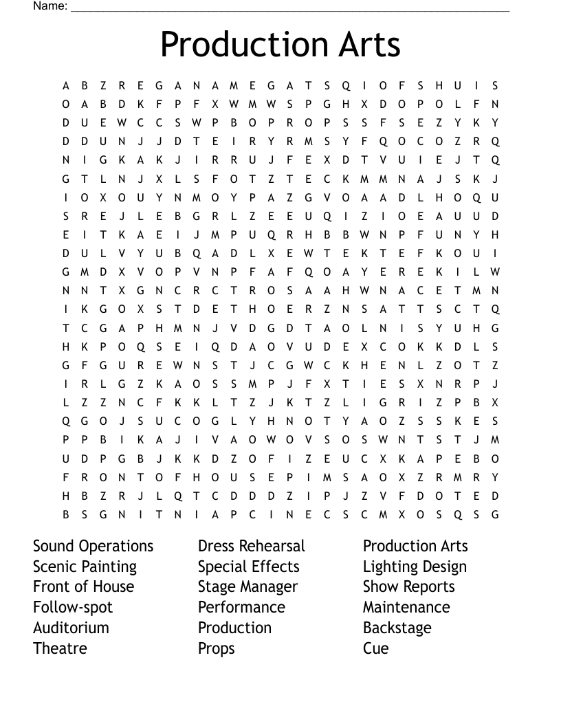 Production Arts Word Search WordMint