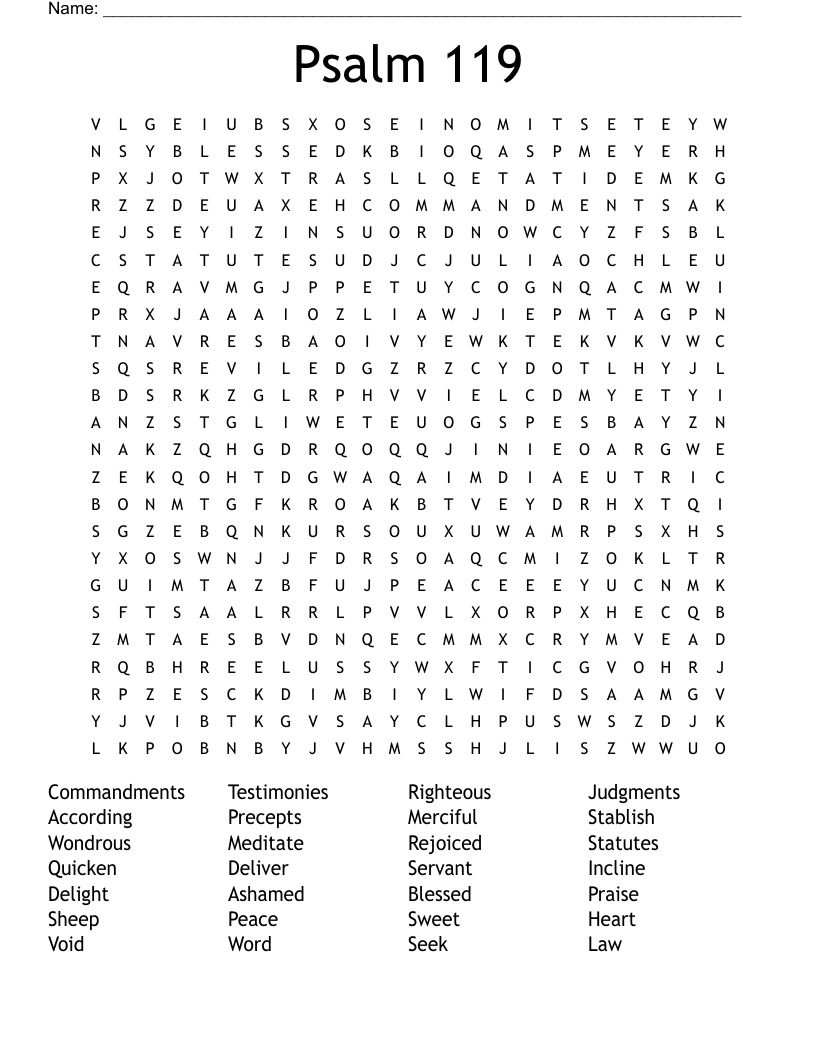 Psalm 119 Word Search WordMint Psalm 119 Word Search WordMint