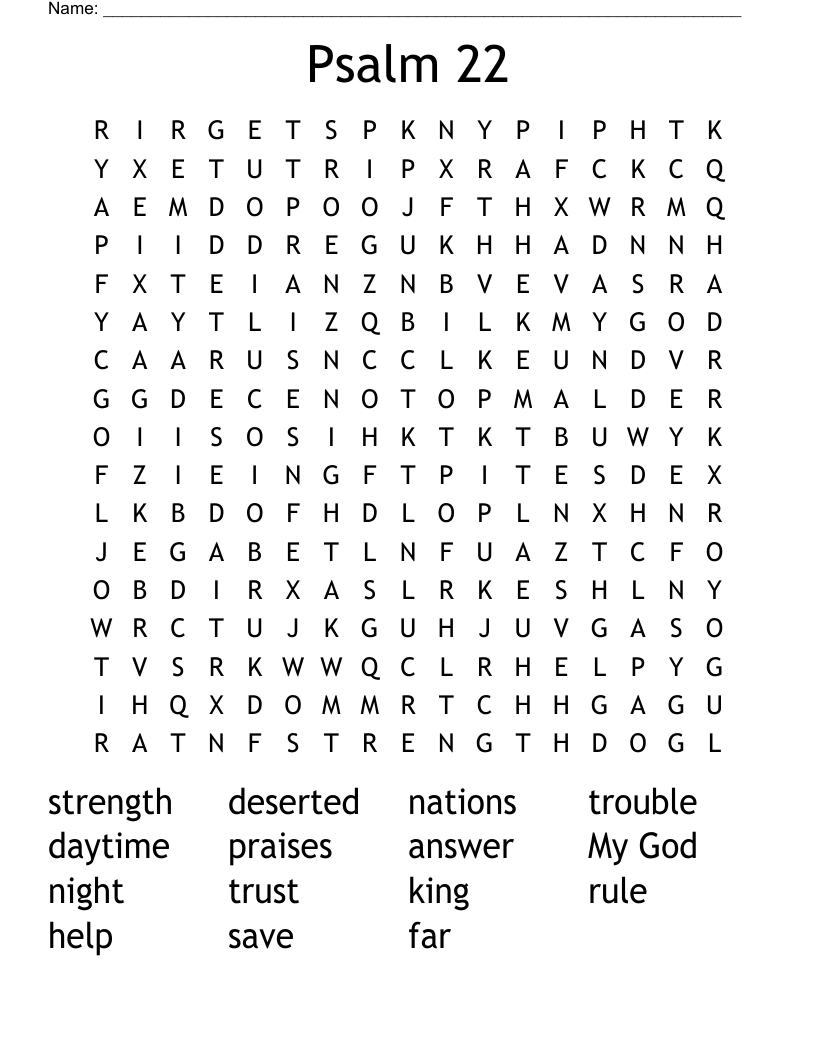 Psalm 22 Word Search WordMint