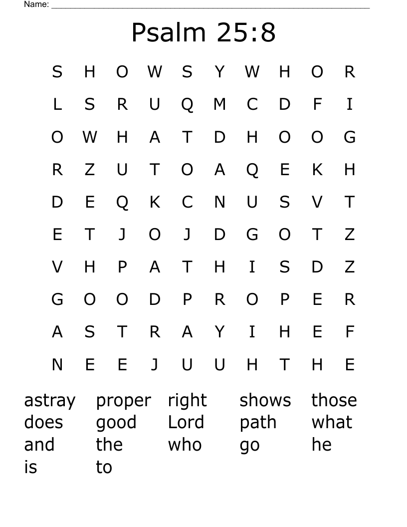 Psalm 25 8 Word Search WordMint
