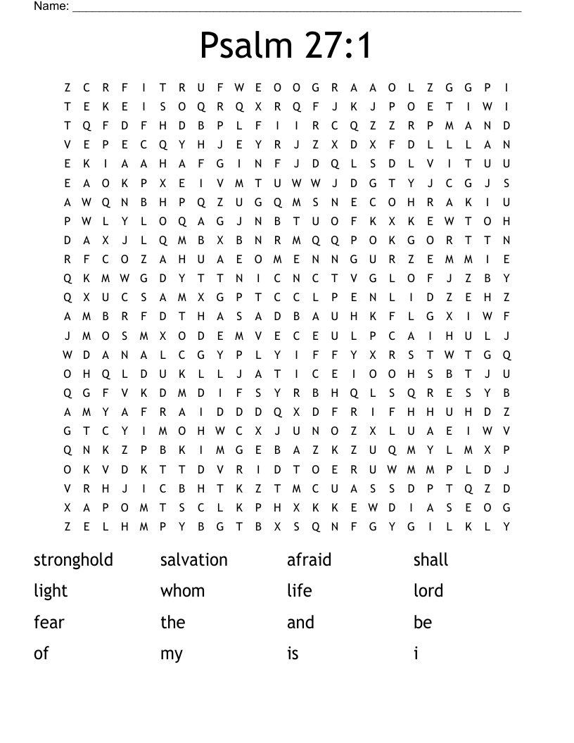Psalm 27 Word Search WordMint