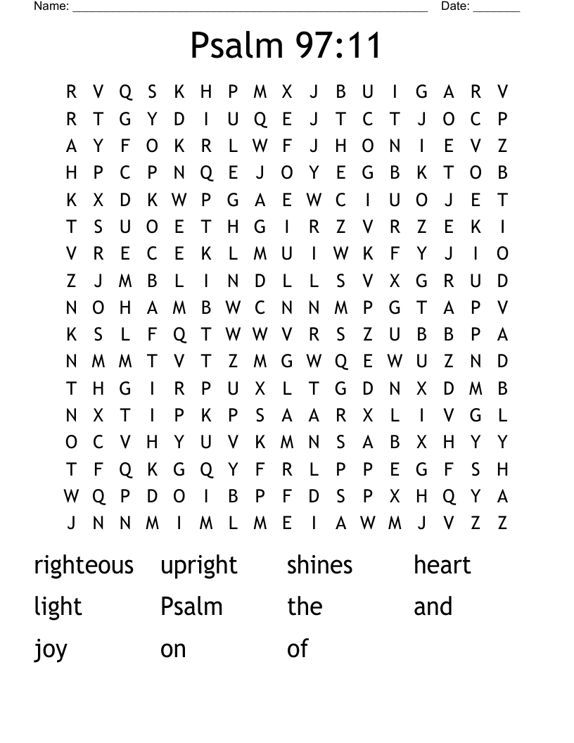 Psalm 97:11 Word Search - WordMint