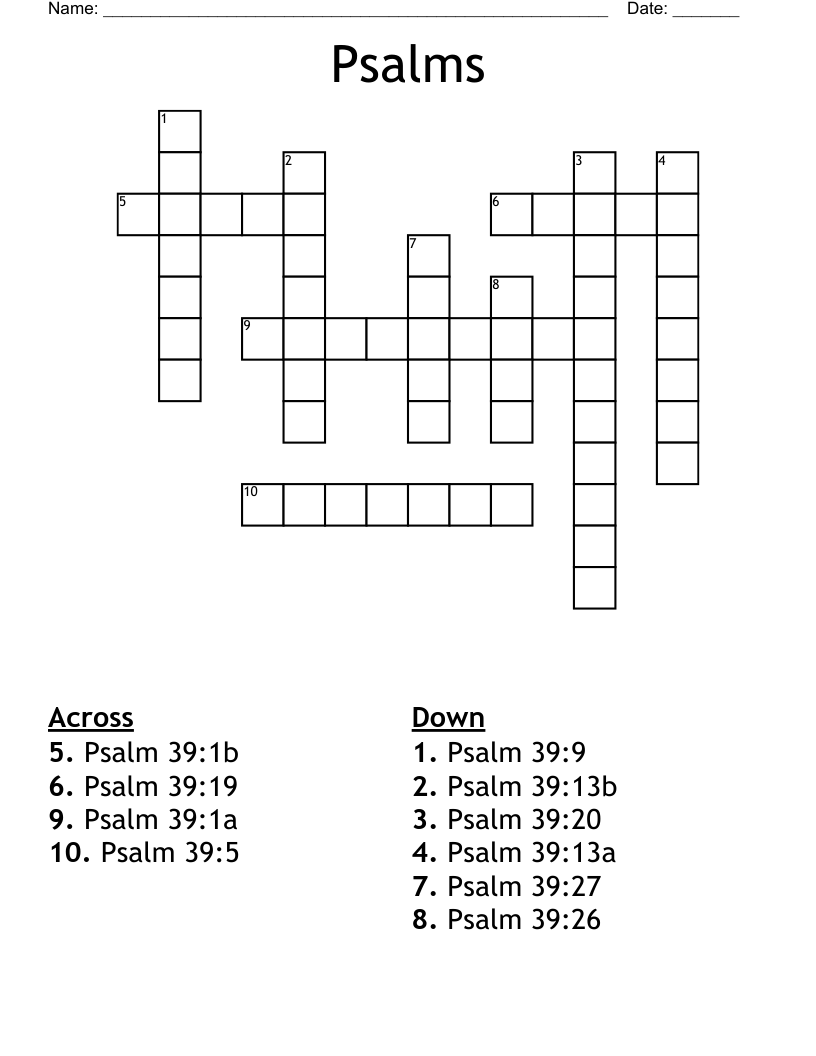 Psalms Crossword WordMint