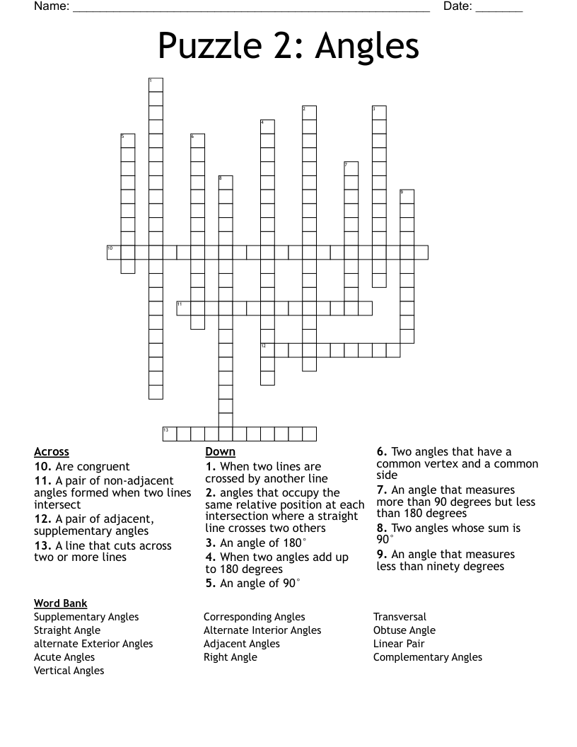 Angles Crossword WordMint