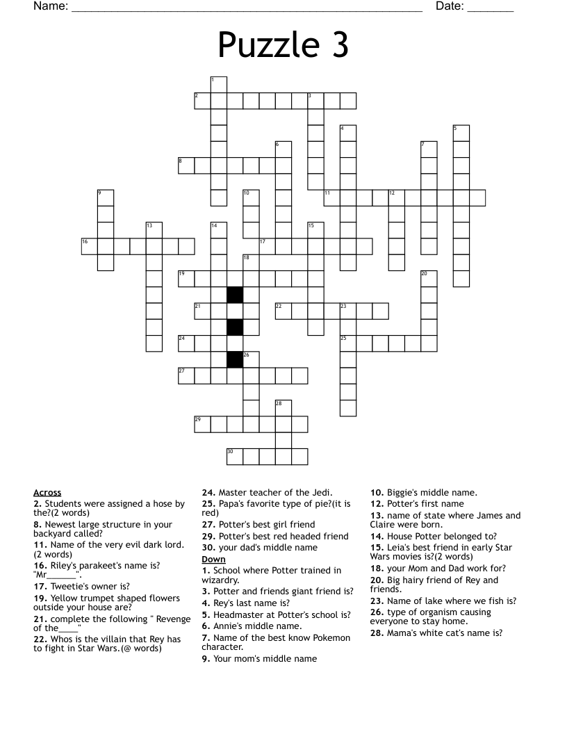 Puzzle 3 Crossword - WordMint