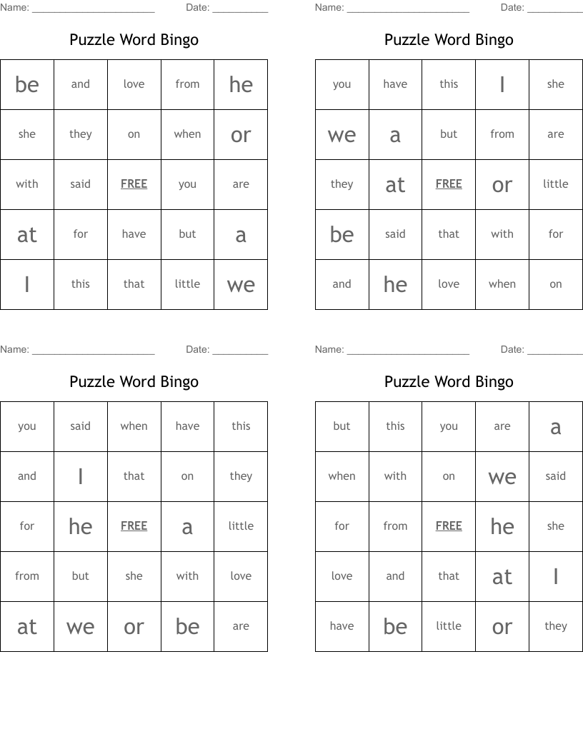 Puzzle Word Bingo - WordMint