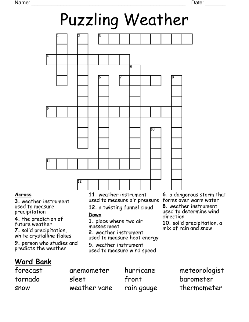 Tornado Cross Word Puzzle WordMint