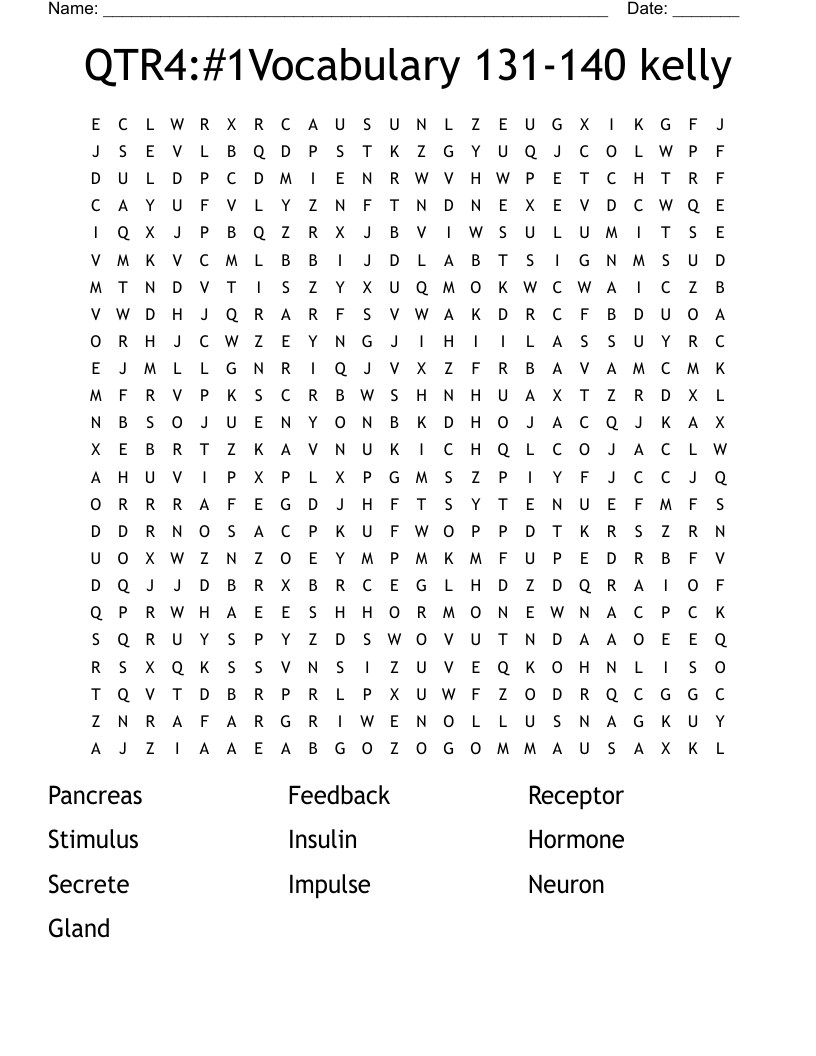 QTR4:#1Vocabulary 131-140 kelly Word Search - WordMint