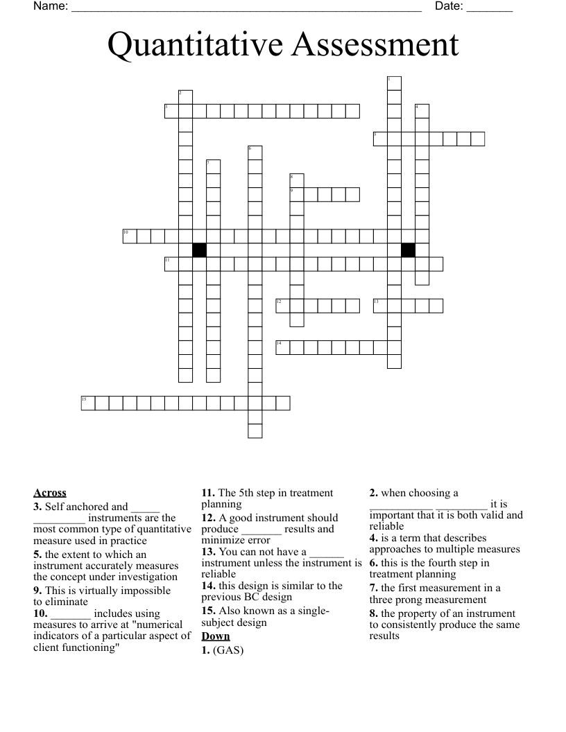 Quantitative Assessment Crossword - WordMint