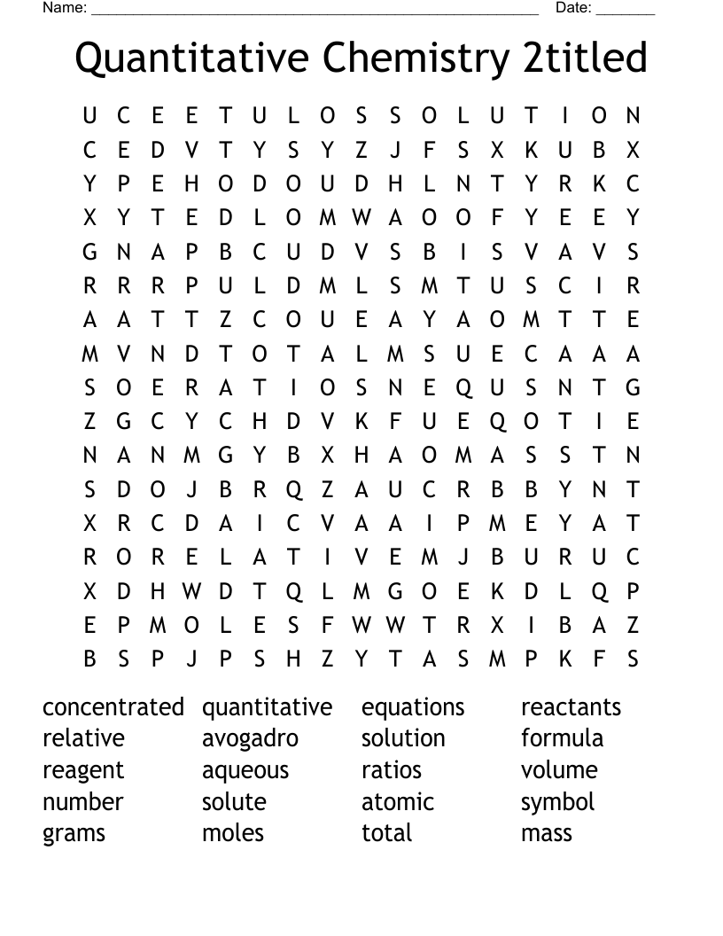 Quantitative Chemistry 2titled Word Search - WordMint