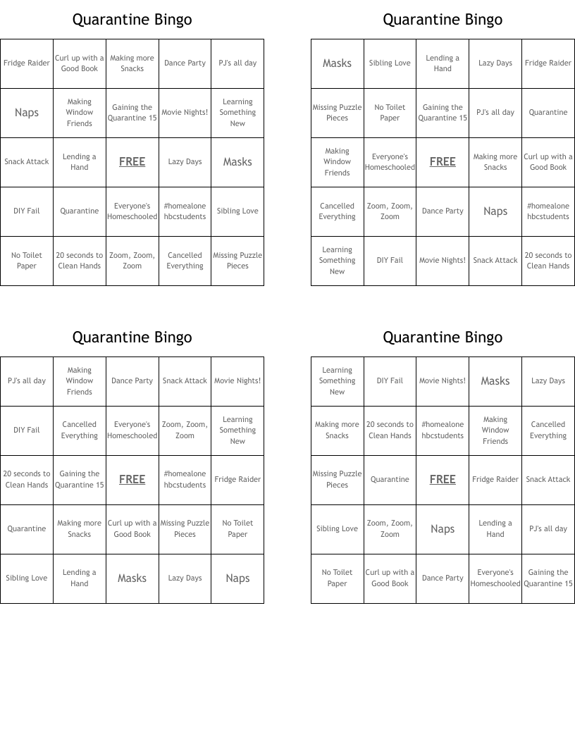 Quarantine Bingo - WordMint