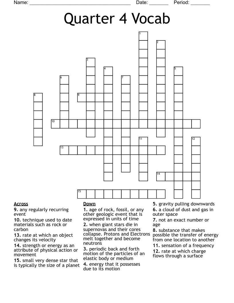 Quarter 4 Vocab Crossword - WordMint