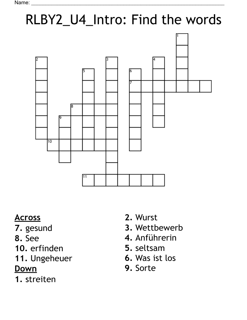 RLBY2_U4_Intro: Find the words Crossword - WordMint