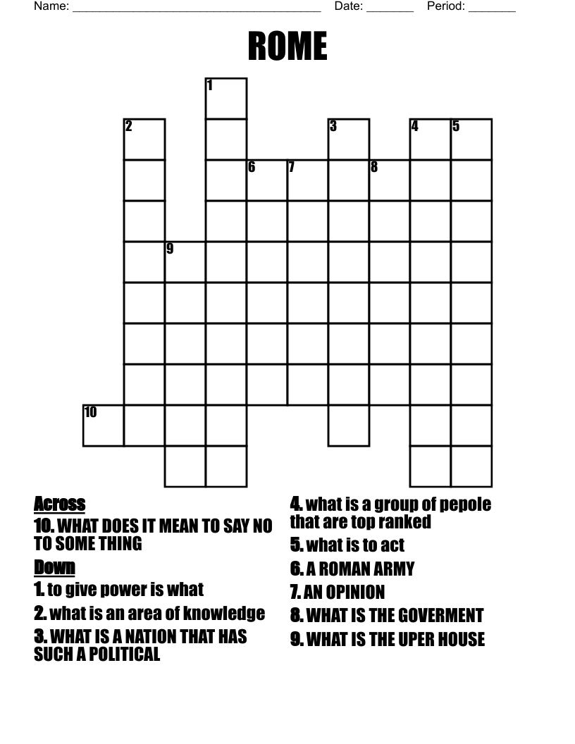 ROME Crossword - WordMint