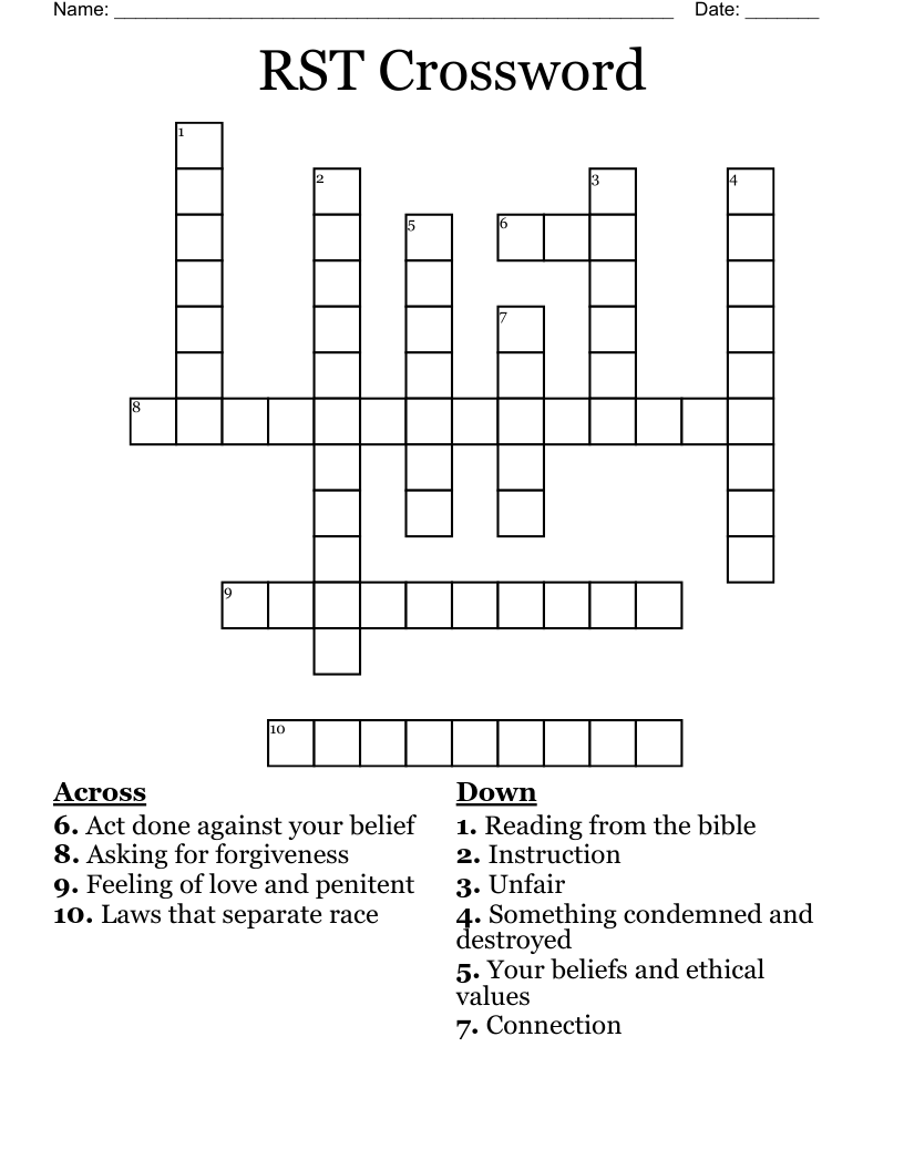 RST Crossword - WordMint