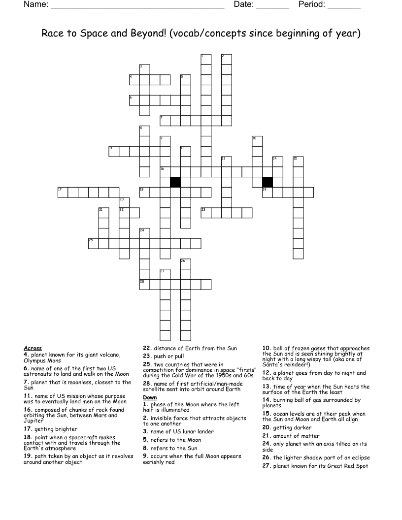 Race to Space and Beyond! (vocab/concepts since beginning of year ...