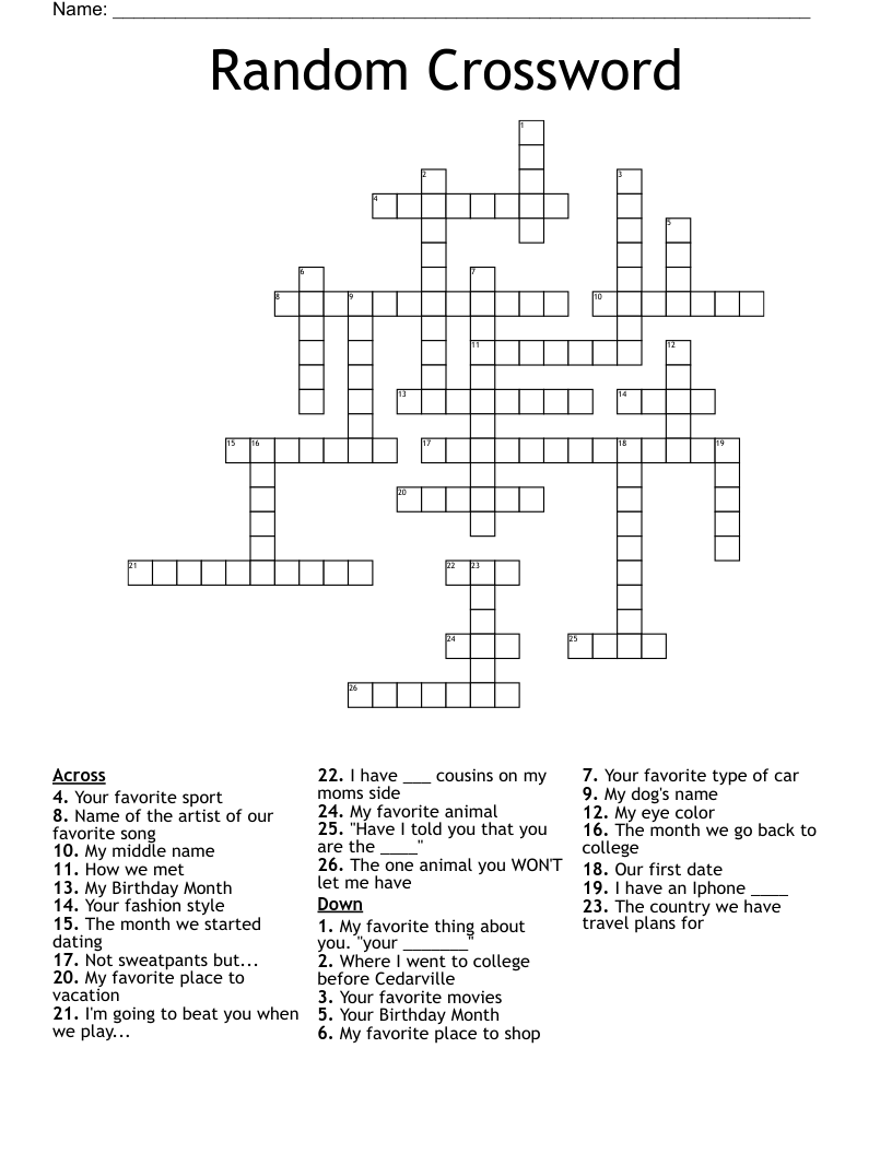 Random Crossword - WordMint