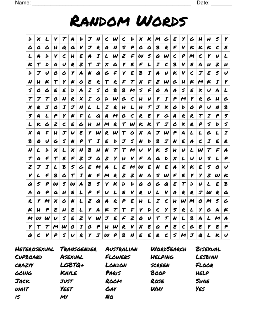 Random Words Word Search - WordMint