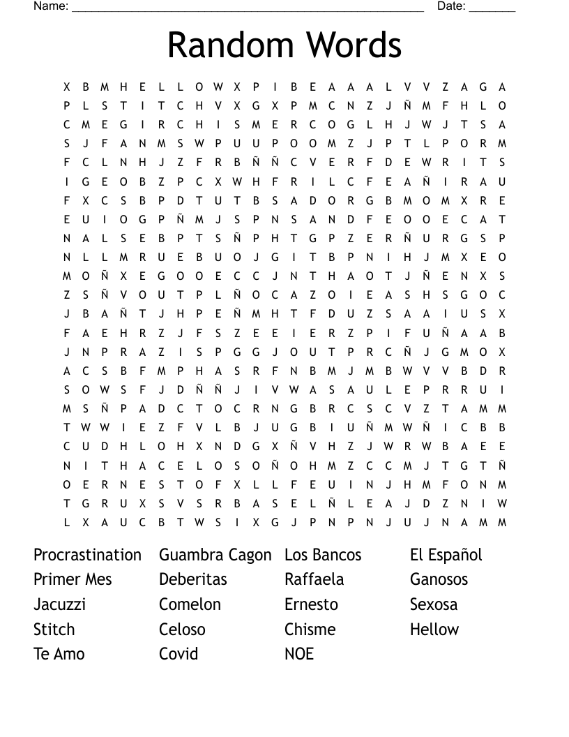 Random Words Word Search - WordMint