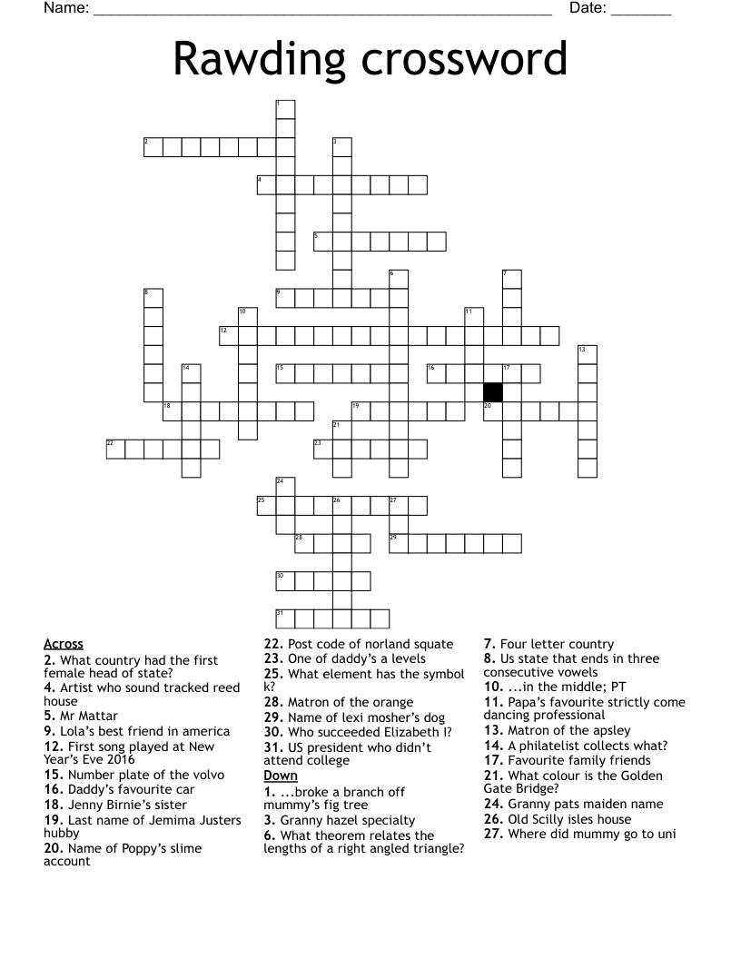 Rawding crossword - WordMint
