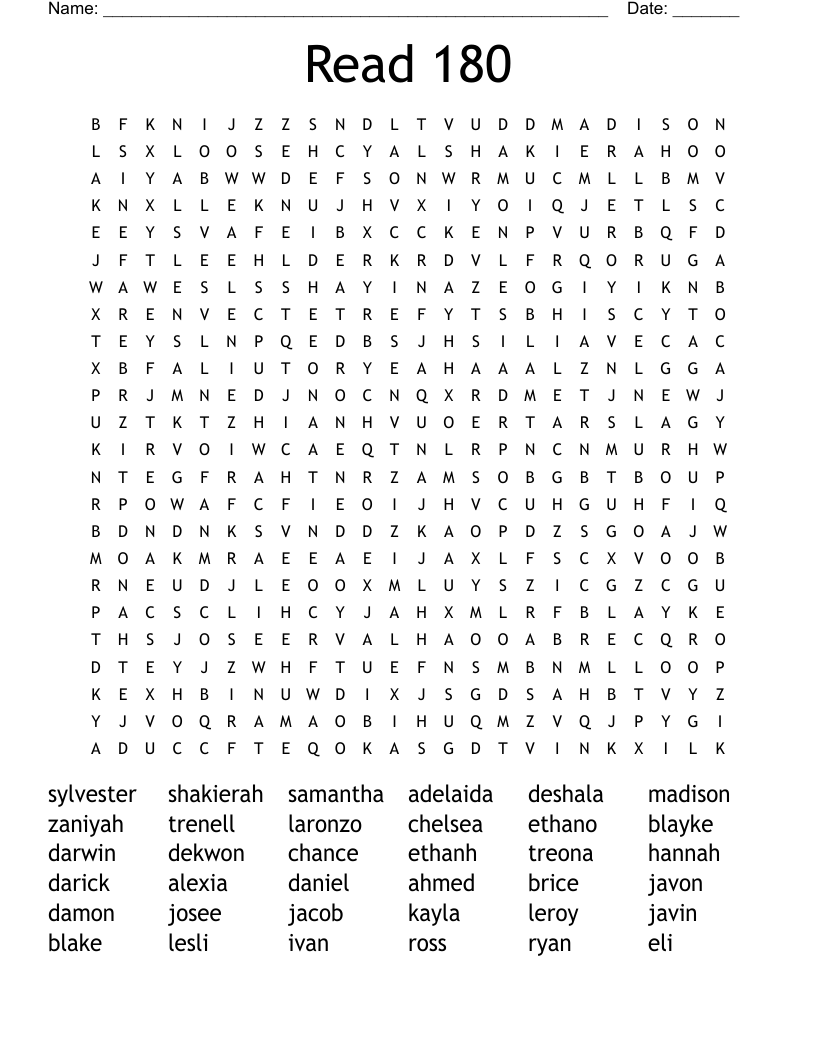 Read 180 Word Search - WordMint