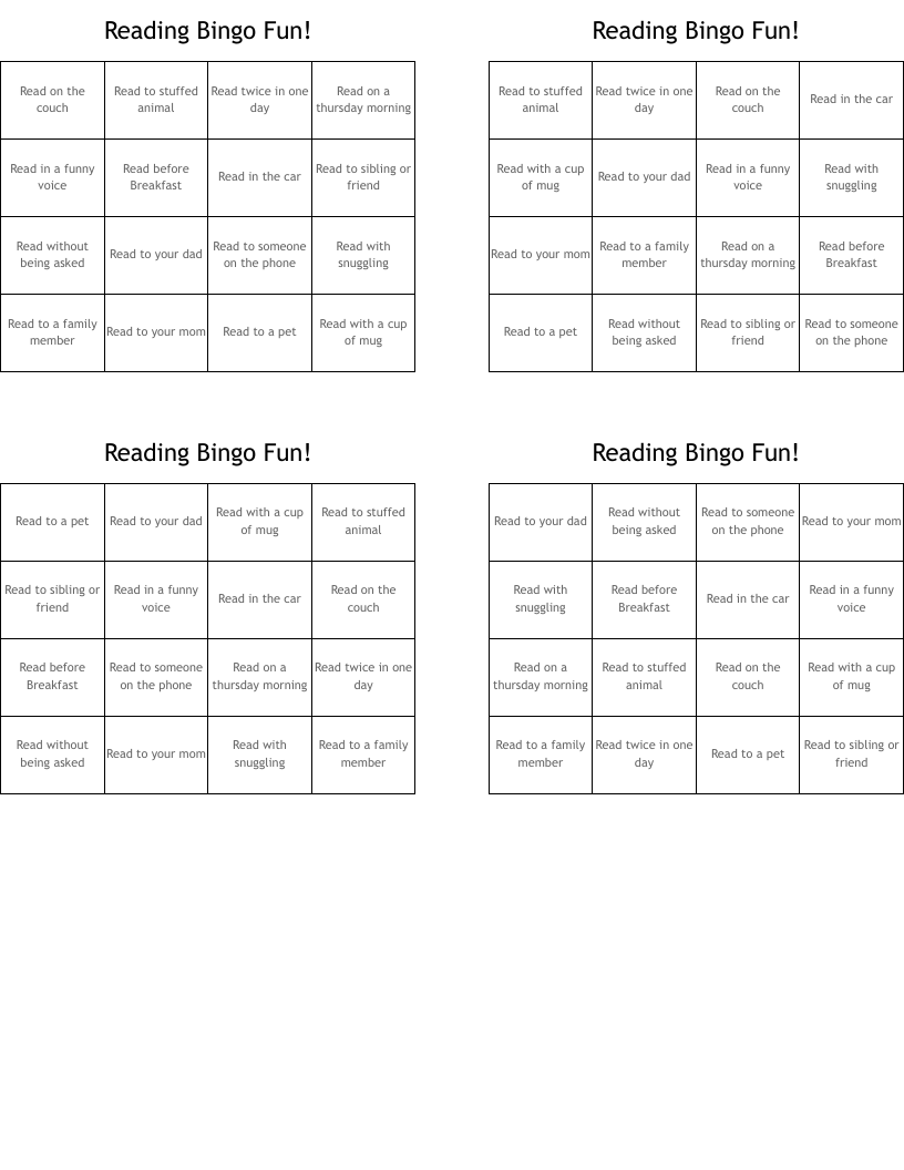 Reading Bingo Fun! - WordMint