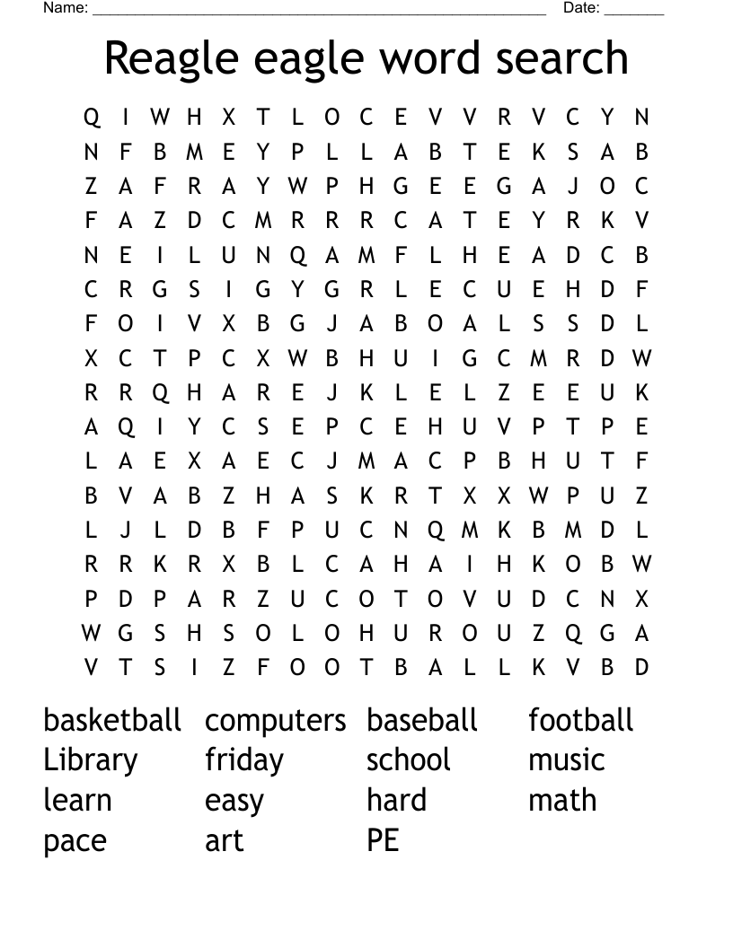 Reagle eagle word search - WordMint