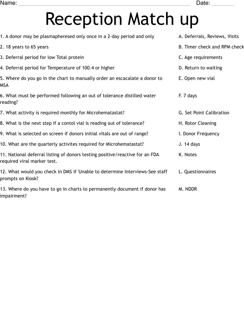 Reception Match up Worksheet - WordMint