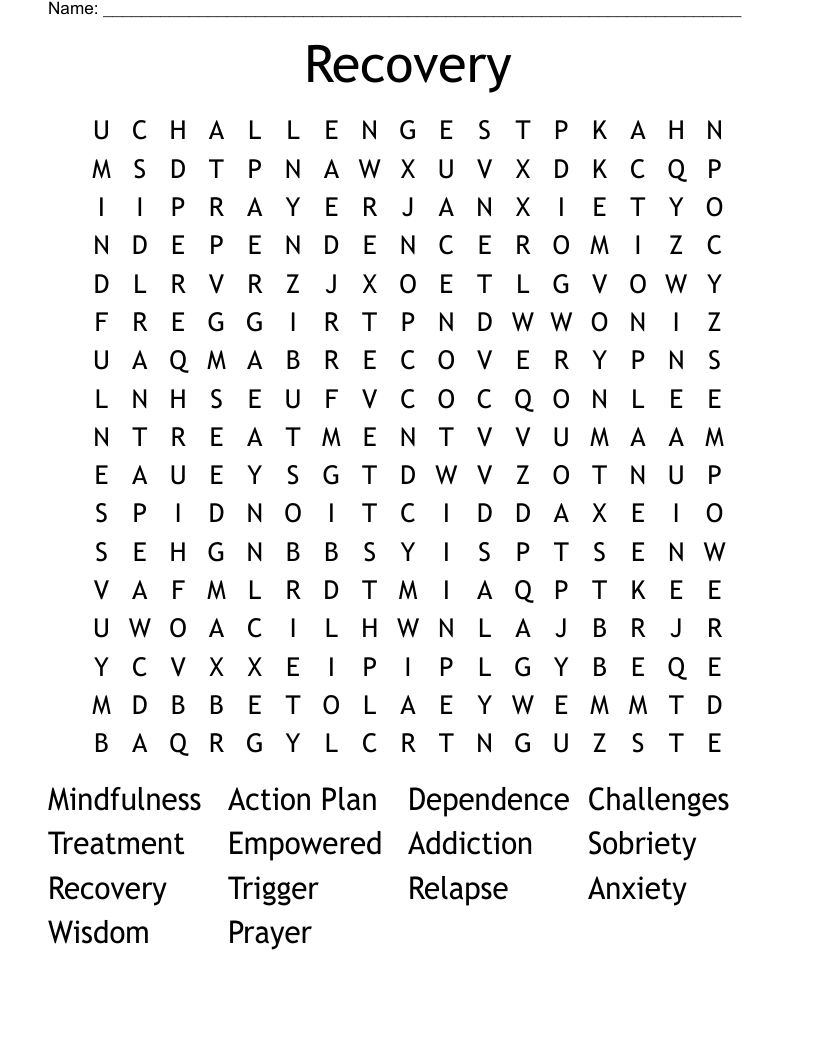 Recovery Word Search WordMint