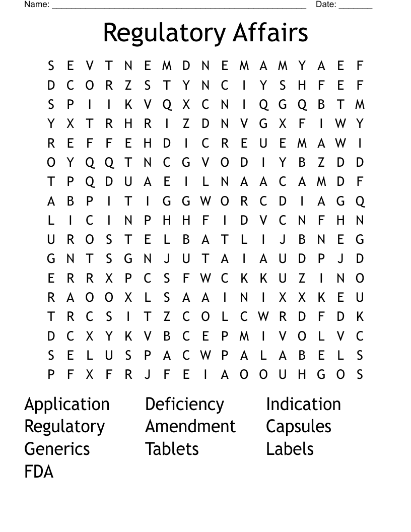 Regulatory Affairs Word Search - WordMint