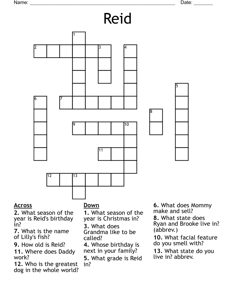 Reid Crossword WordMint